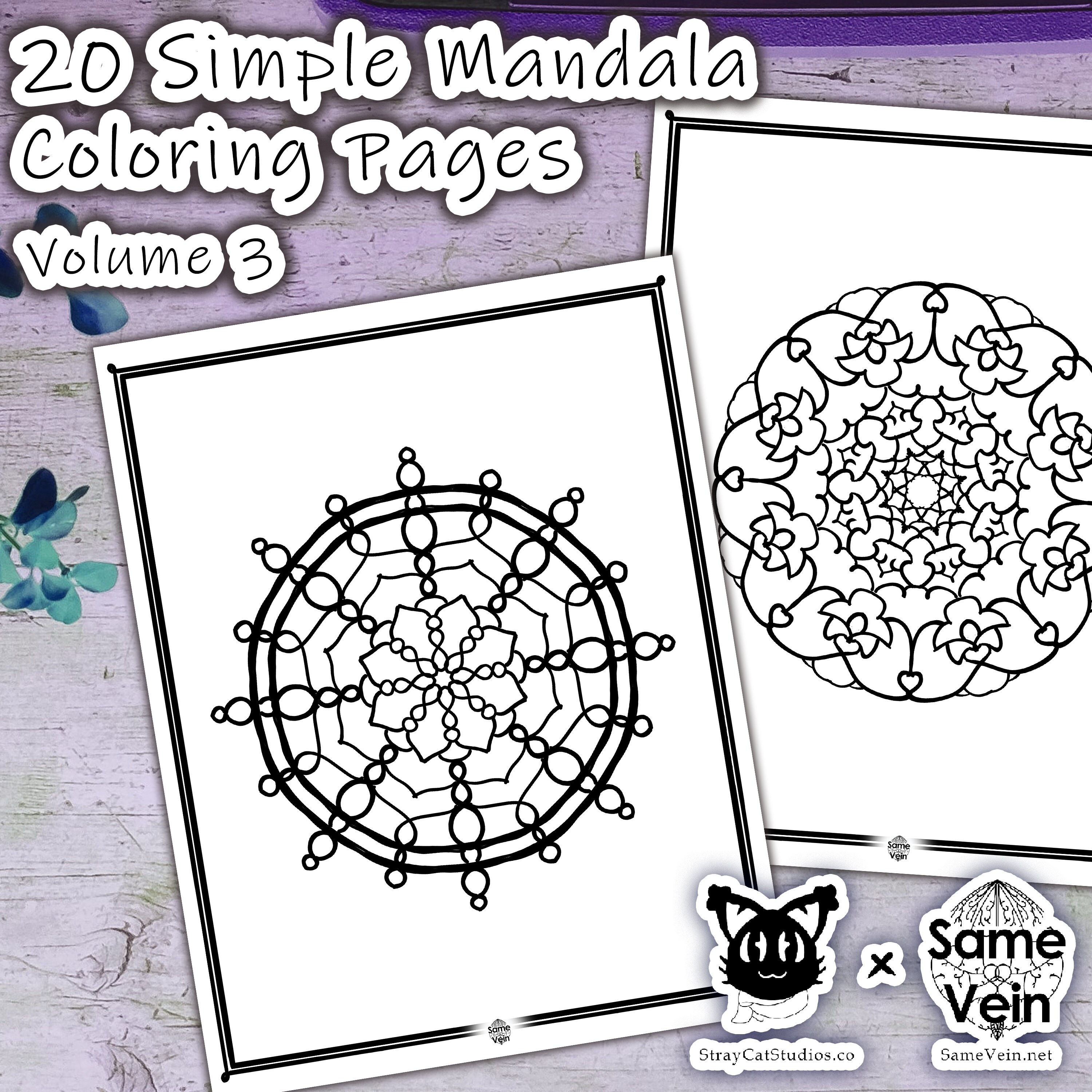 20 Simple Mandala Coloring Pages Volume 3 Zen Coloring Bundle for ...