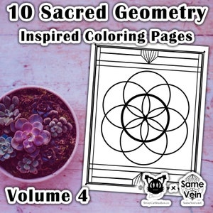 10 Sacred Geometry Inspired Coloring Pages Volume 4 Zen Coloring Bundle ...