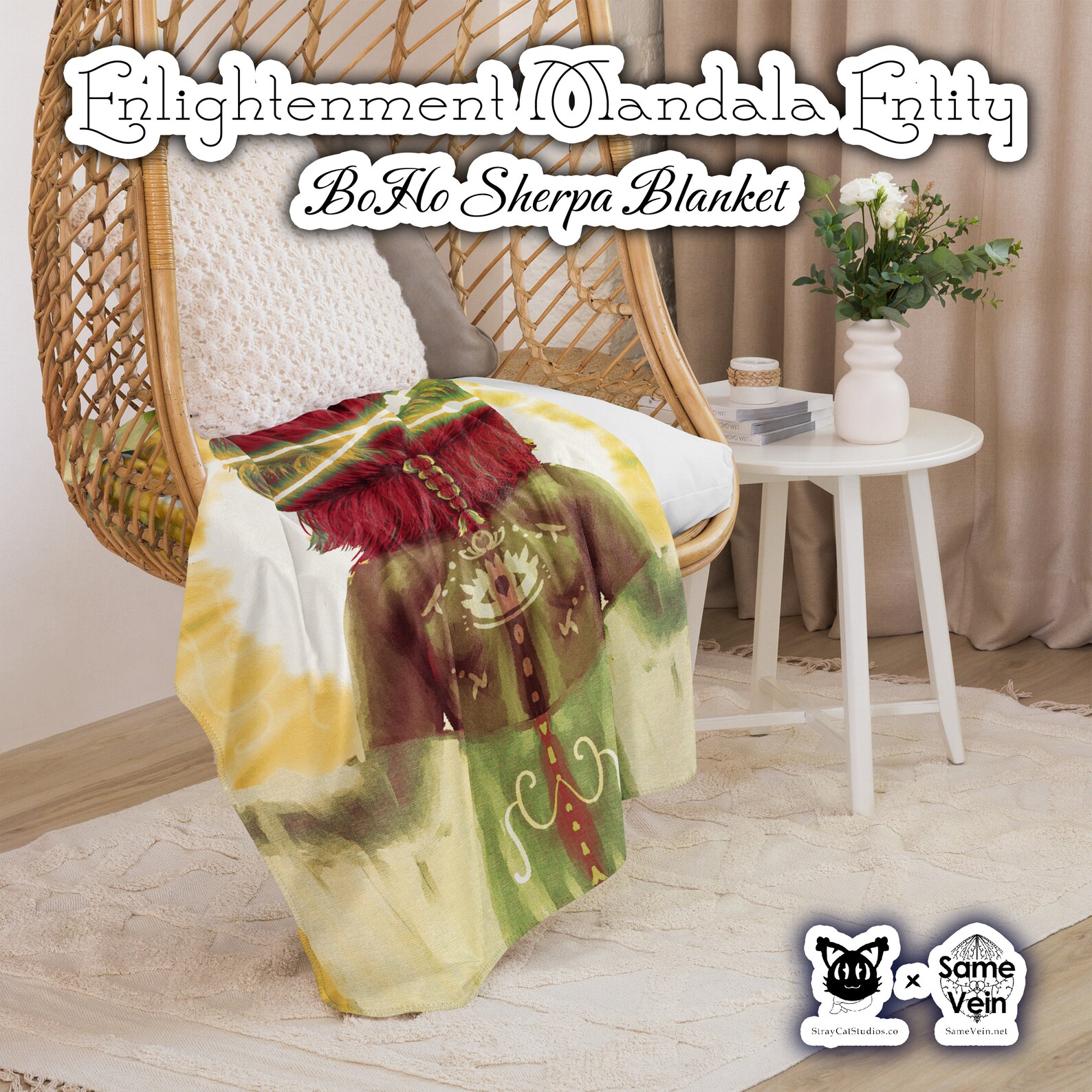 Enlightenment Mandala Entity Boho Sherpa Blanket Zen Quilt Kids ...