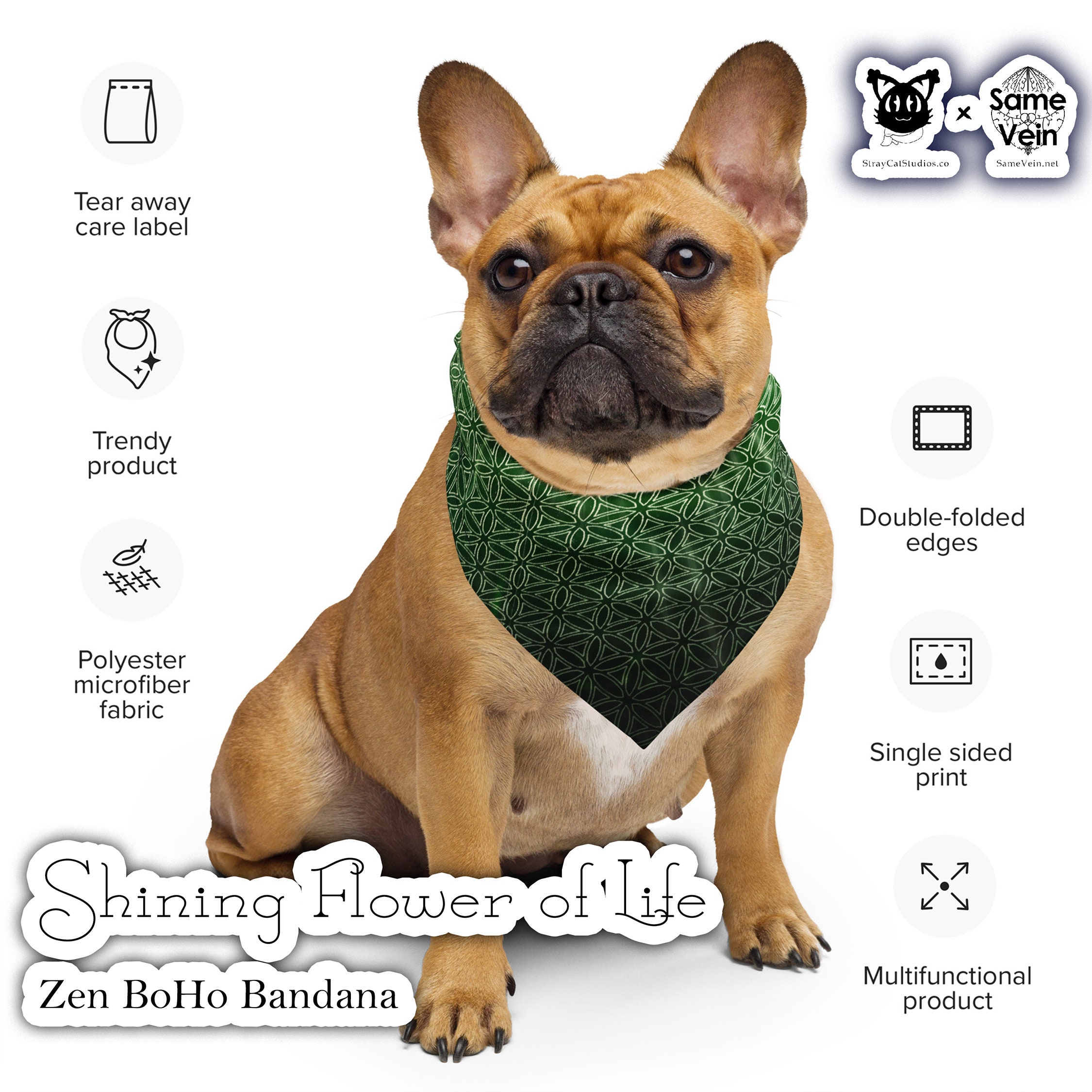 Shining Flower of Life Zen Boho Bandana Sacred Geometry Mandala Art Pet ...