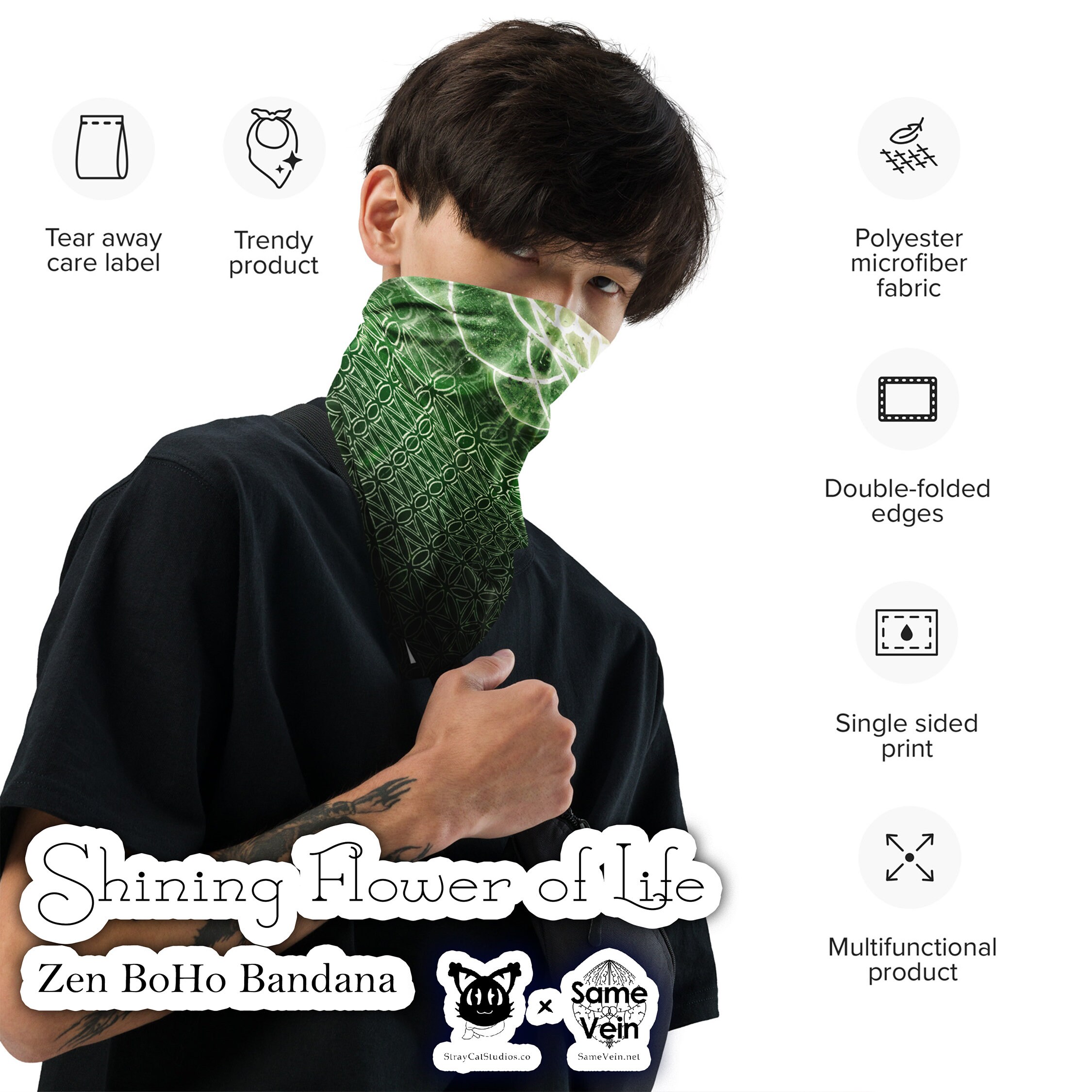 Shining Flower of Life Zen Boho Bandana Sacred Geometry Mandala Art Pet ...