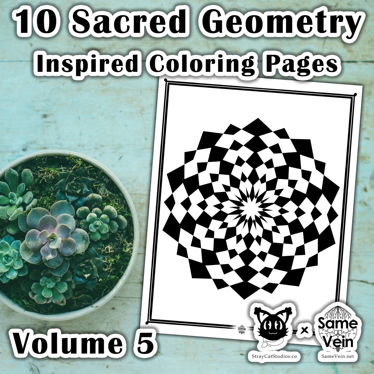 10 Sacred Geometry Inspired Coloring Pages Volume 5 Zen Coloring Bundle ...