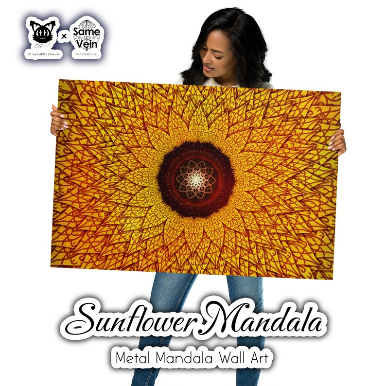 Sunflower Mandala Metal Mandala Wall Art Sacred Geometry Print ...