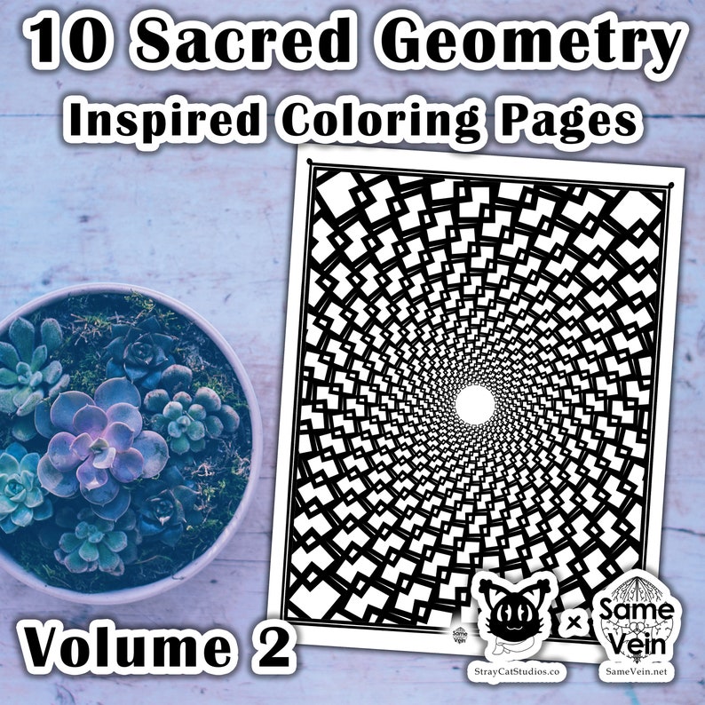 10 Sacred Geometry Inspired Coloring Pages Volume 2 Zen Coloring Bundle ...