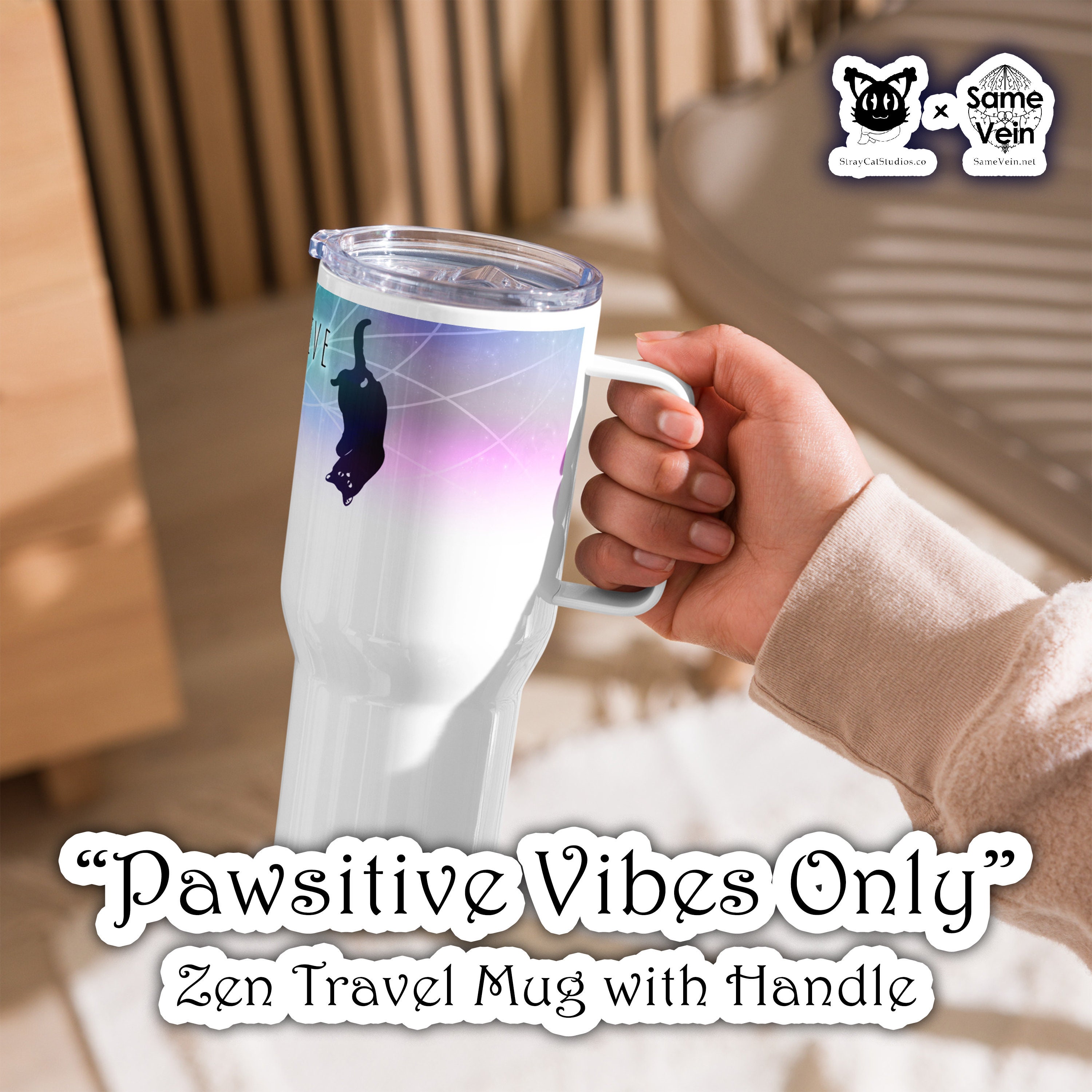 Pawsitive Vibes Only Zen Travel Mug With a Handle 25oz - Etsy