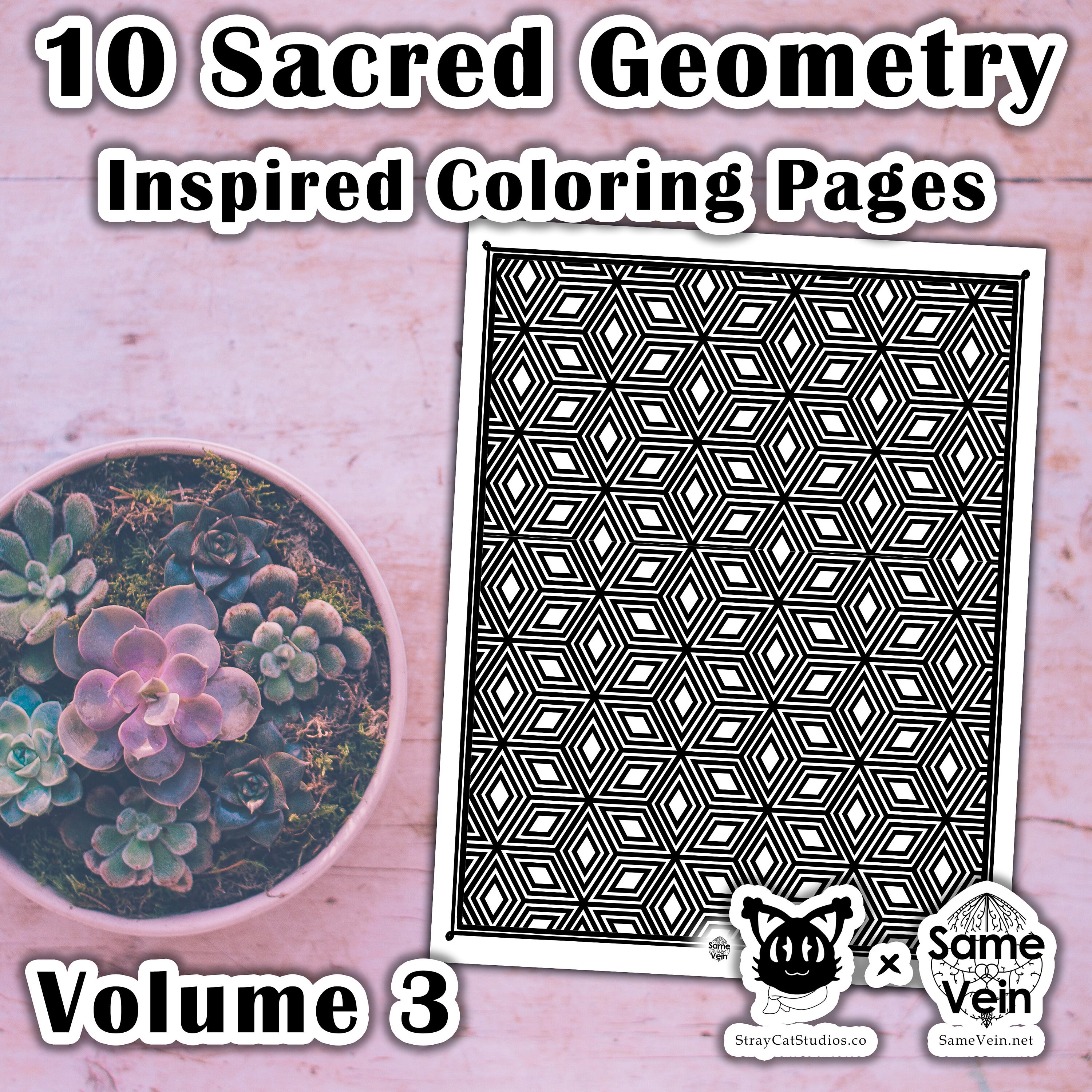 10 Sacred Geometry Inspired Coloring Pages Volume 3 Zen Coloring Bundle ...