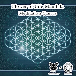 Blue Flower of Life Mandala Meditation Canvas Zen Wall Art Print Boho ...