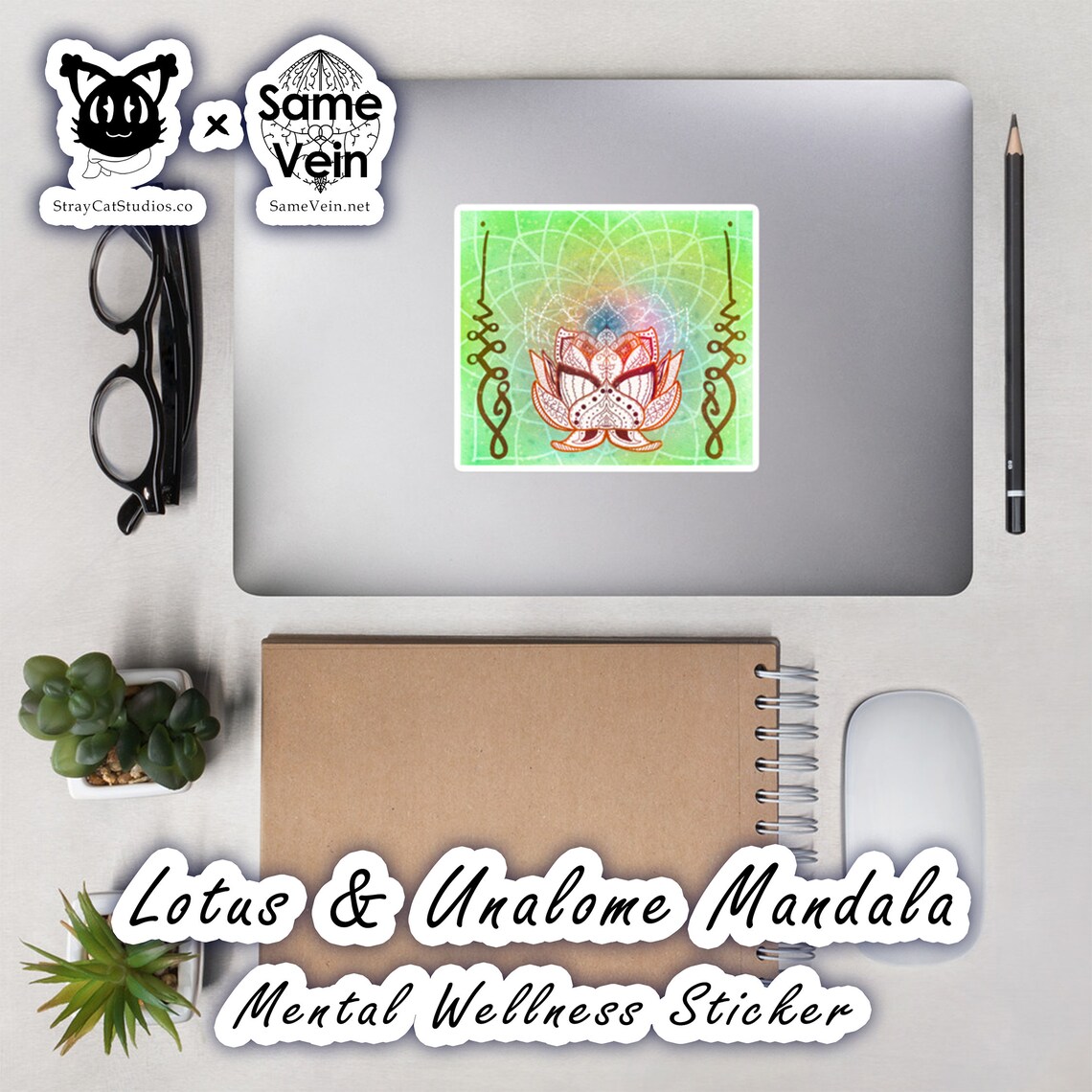 Lotus & Unalome Mandala Mental Wellness Sticker Spiritual - Etsy