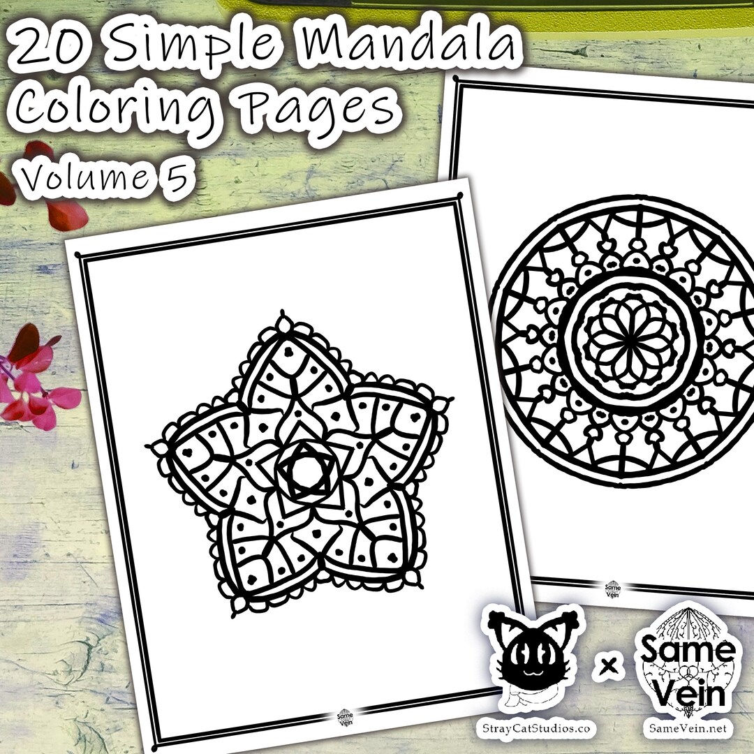 20 Simple Mandala Coloring Pages Volume 5 Zen Coloring Bundle for ...