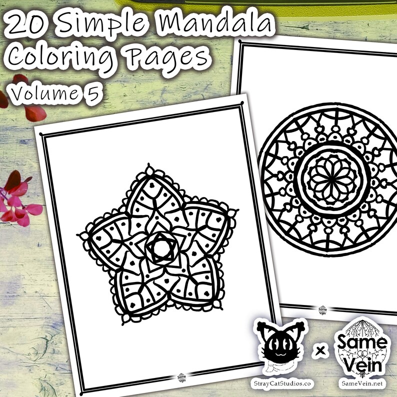 20 Simple Mandala Coloring Pages Volume 5 Zen Coloring - Etsy