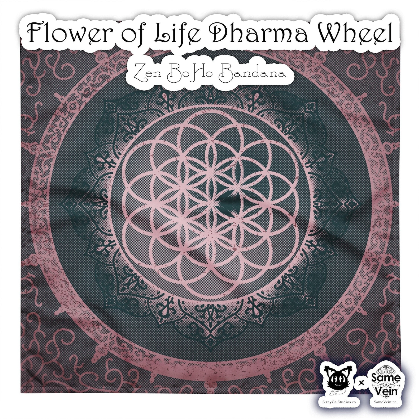 Flower of Life Dharma Wheel Zen Boho Bandana Sacred Geometry Mandala ...