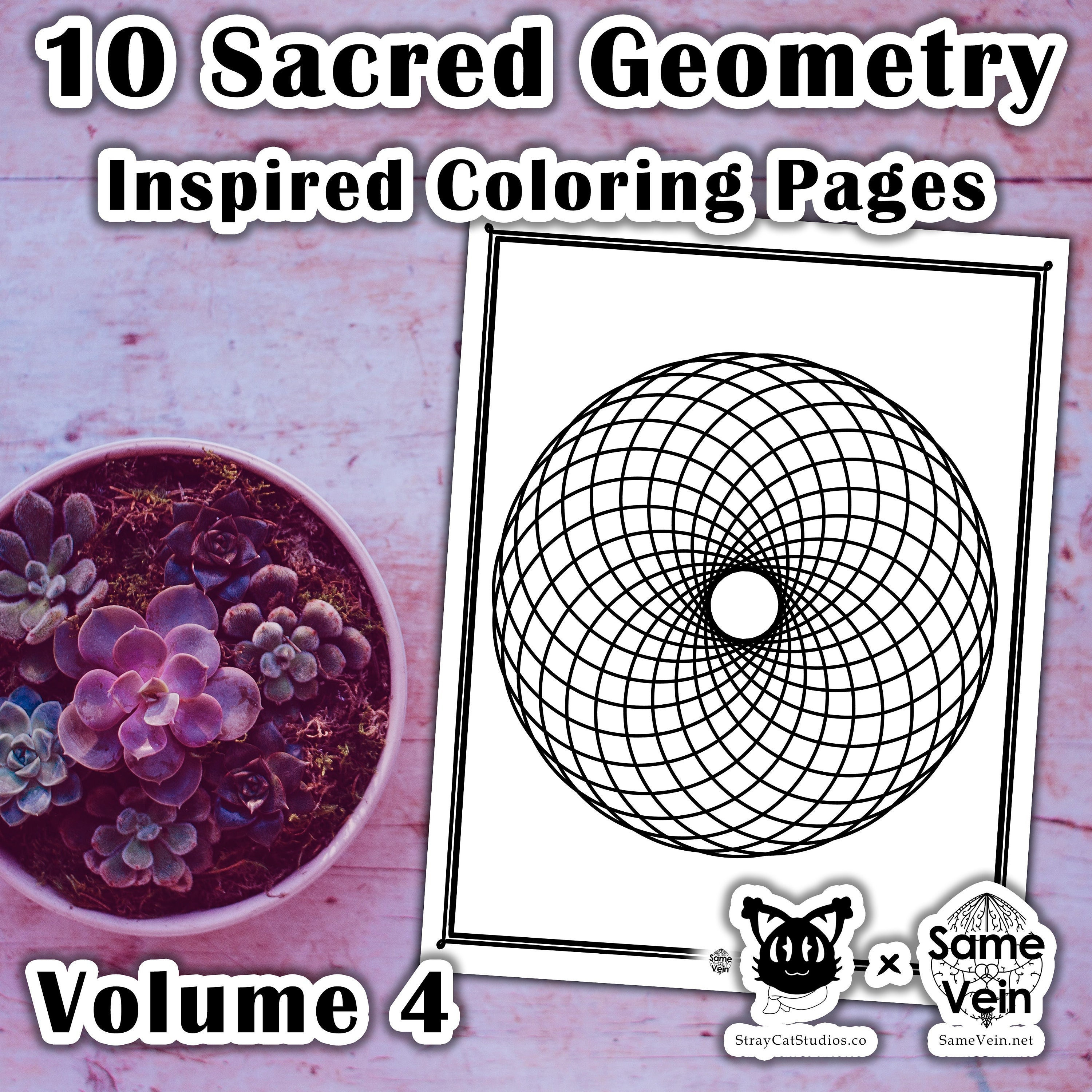 10 Sacred Geometry Inspired Coloring Pages Volume 4 Zen Coloring Bundle ...