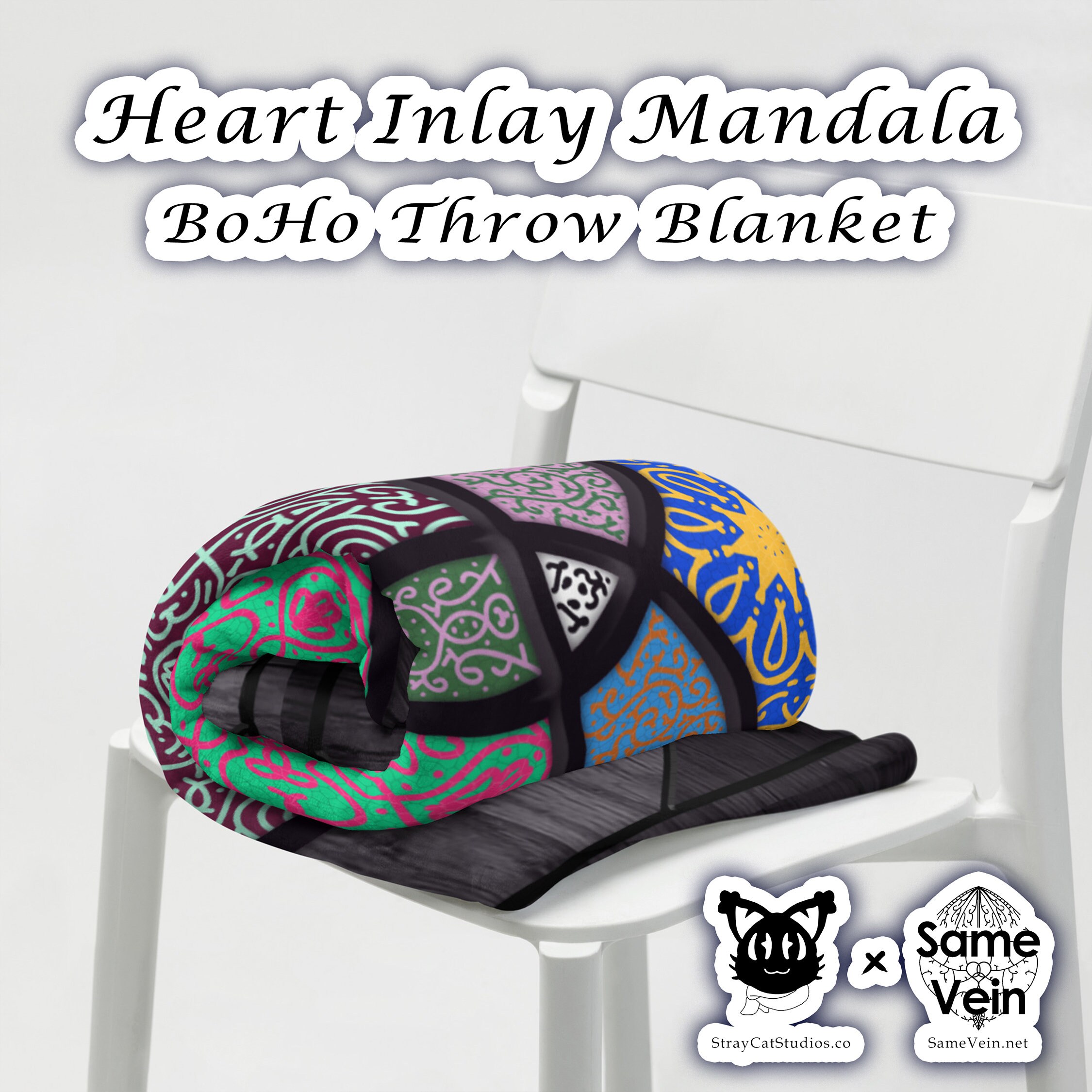 Heart Inlay Mandala Boho Throw Blanket 50x60 Fleece Quilt - Etsy