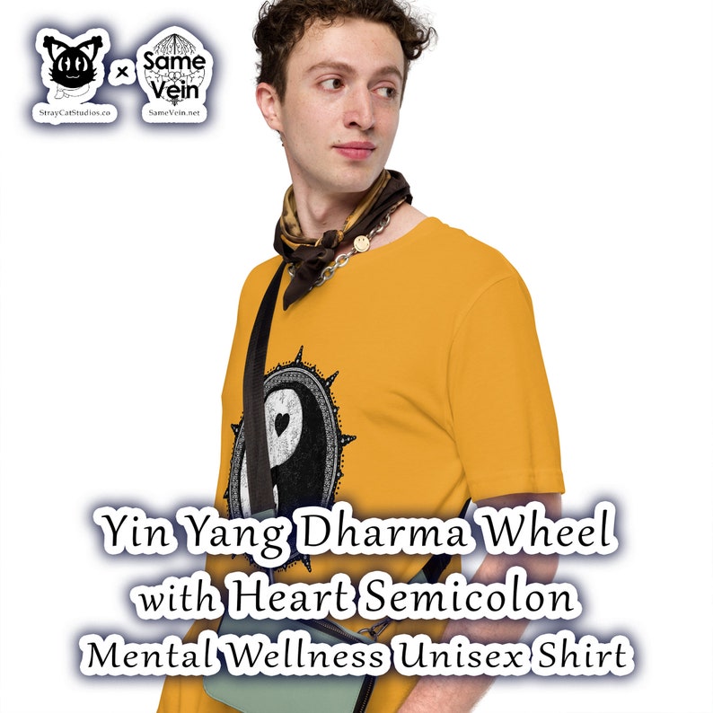 Yin Yang Dharma Wheel Heart Semicolon Mental Wellness Short-sleeve ...