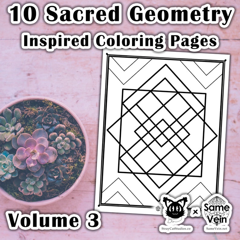 10 Sacred Geometry Inspired Coloring Pages Volume 3 Zen Coloring Bundle ...