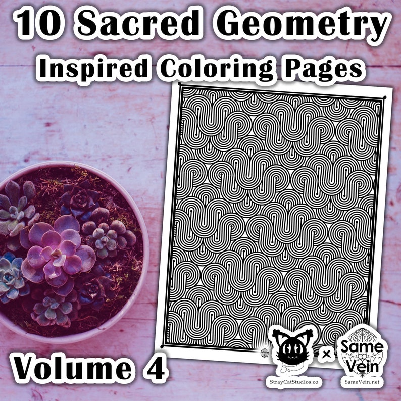 10 Sacred Geometry Inspired Coloring Pages Volume 4 Zen Coloring Bundle ...