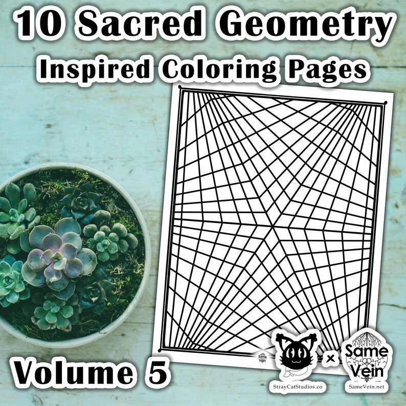 10 Sacred Geometry Inspired Coloring Pages Volume 5 Zen Coloring Bundle ...