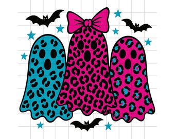 Leopard Ghost PNG: Neon Halloween Clipart for Sublimation - Etsy