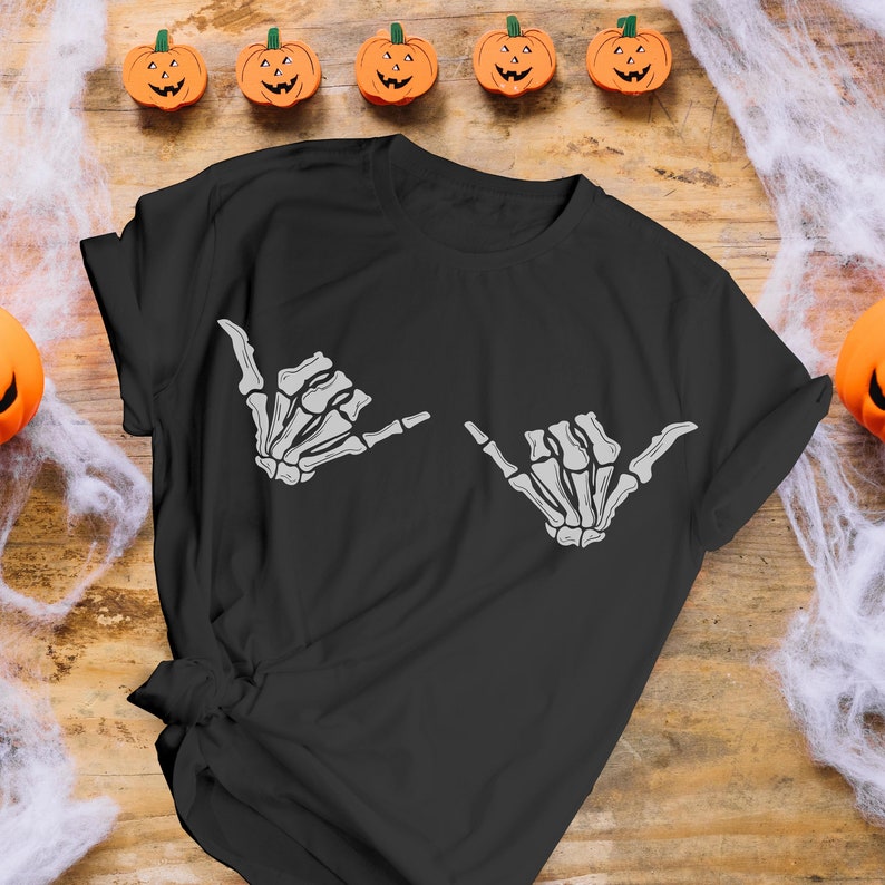 Skeleton Hands Shirt Halloween Shirt Shaka T shirts Funny | Etsy