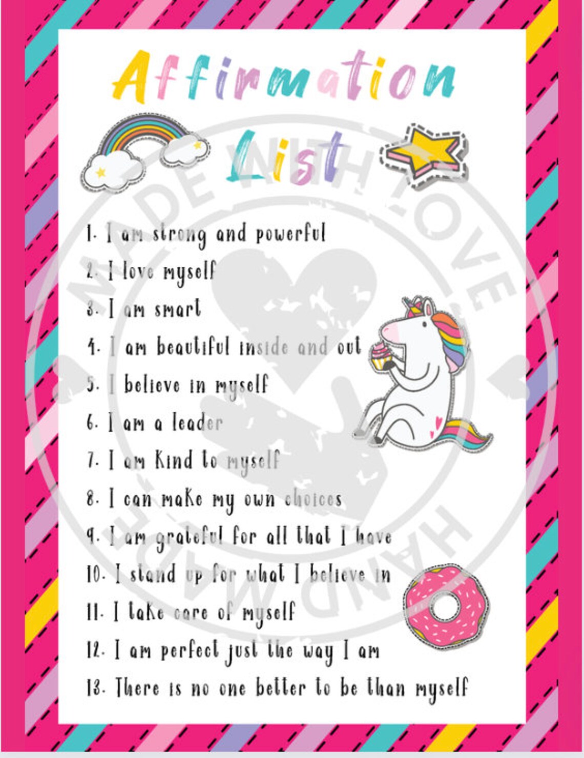 Affirmation Poster for Kids Affirmations for Kids I Am Affirmations ...