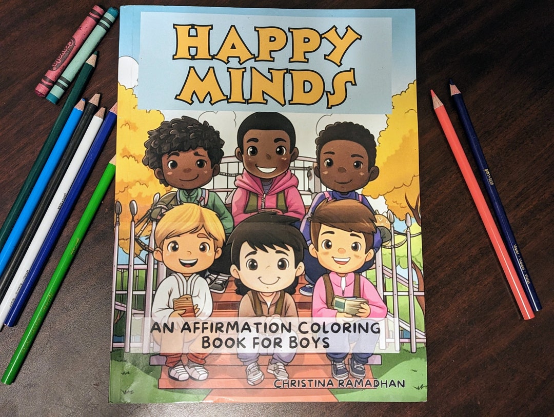 Happy Minds: an Affirmation Coloring Book for Boys Positive ...