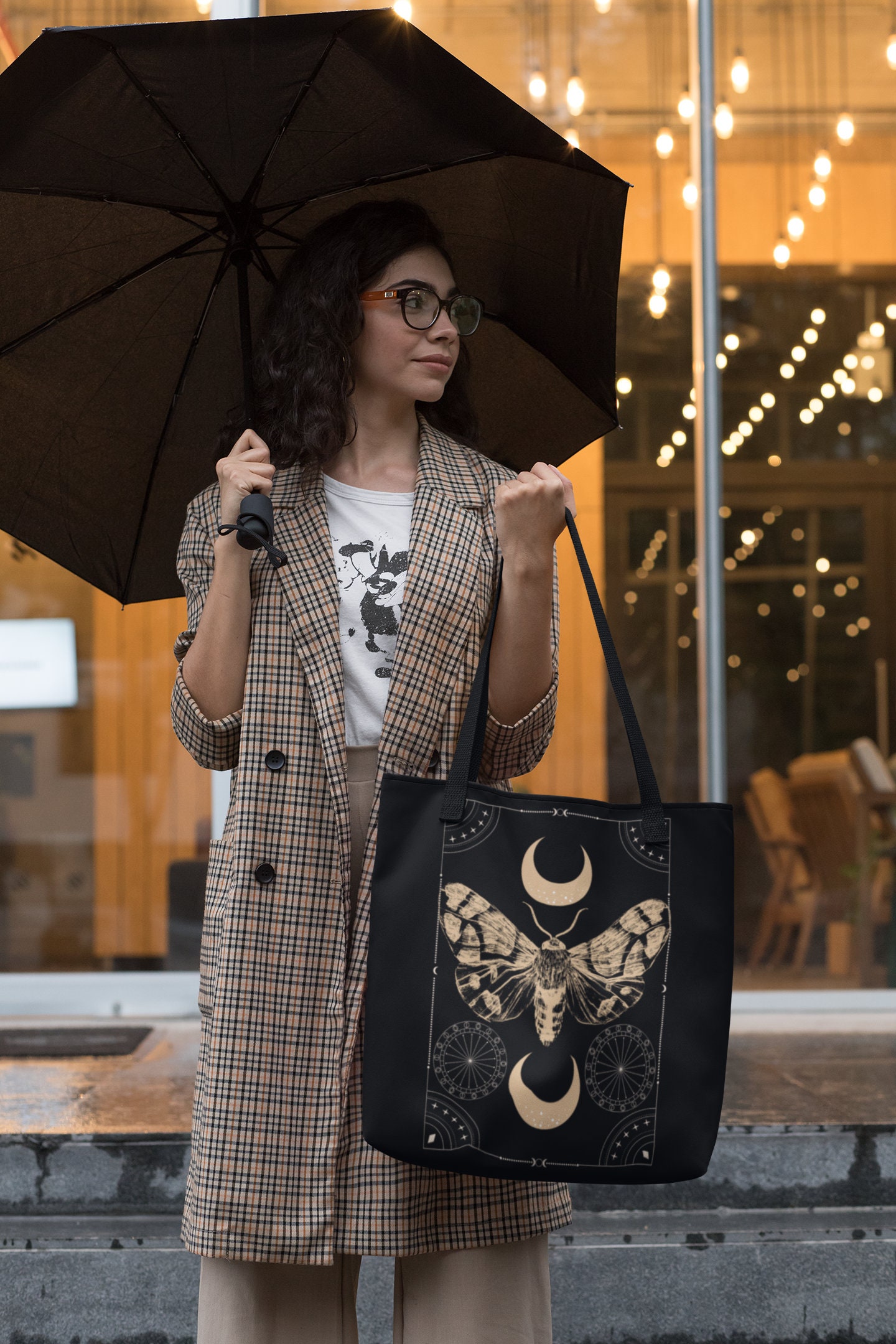 Mystical Tote Bag Witchy Aesthetic Moth Tote Mystical Moon Tote Bag ...