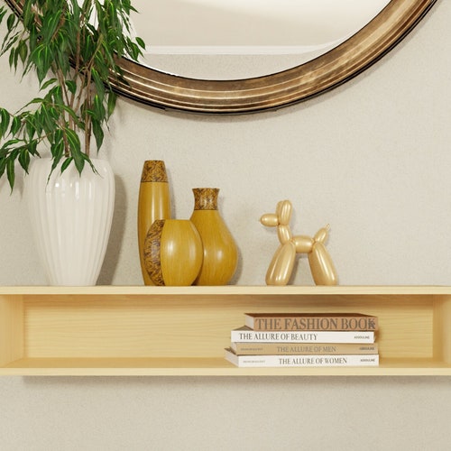 Floating Console Table Built in Solid White Oak - Etsy