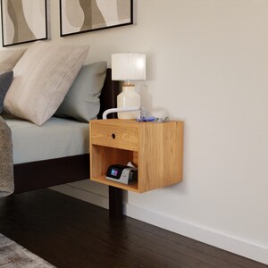 CPAP Floating Nightstand in Solid Cherry, Bedside Table With Drawer - Etsy