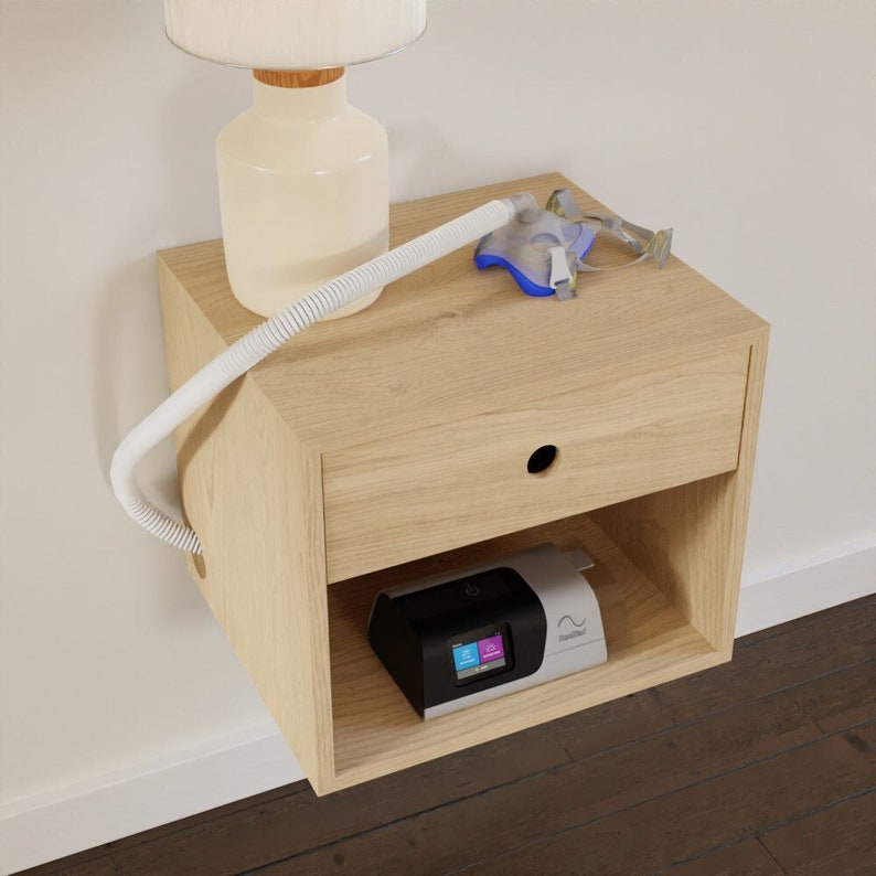 CPAP Floating Nightstand in Solid Maple, Bedside Table With Drawer - Etsy