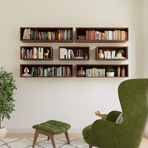 Solid Walnut Floating Display Case, Shelf Bookcase - Etsy