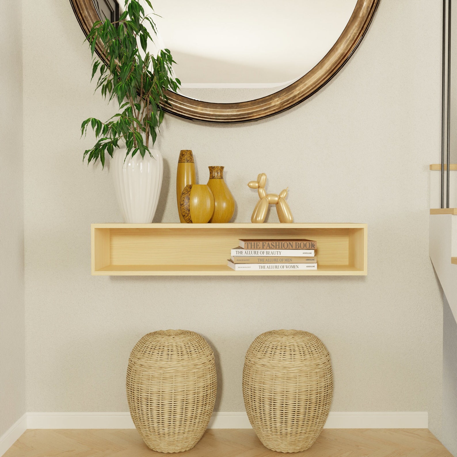 Floating Entryway Console Table Built in Solid Hard Maple - Etsy