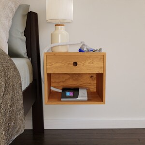 CPAP Floating Nightstand in Solid Cherry, Bedside Table With Drawer - Etsy