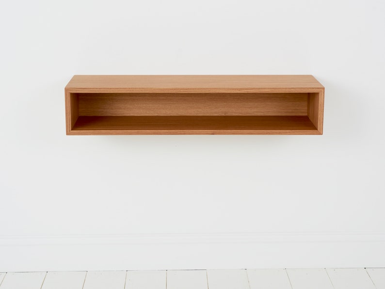 Floating Console Table Built in Solid White Oak - Etsy