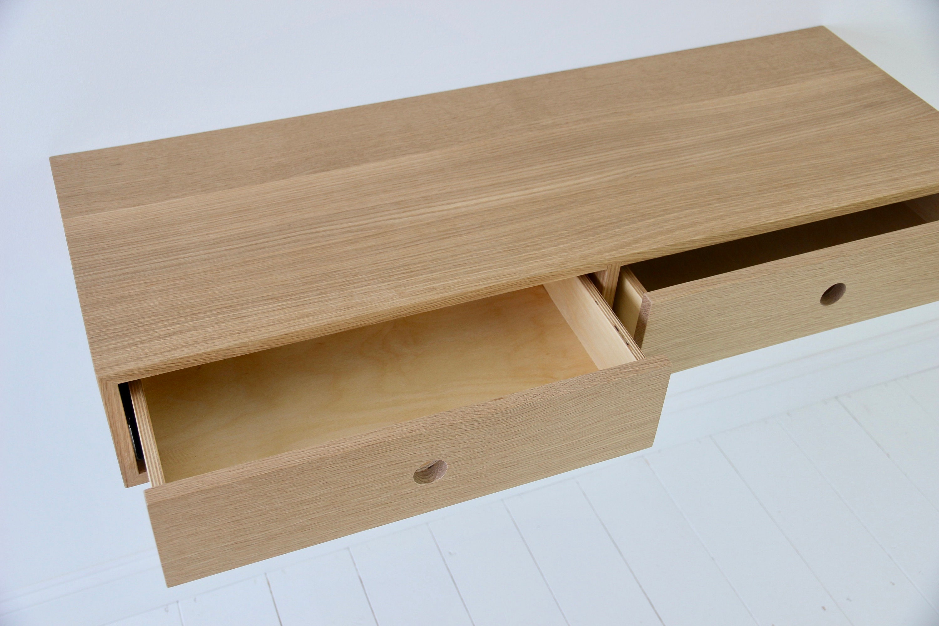 Floating Desk/ Dressing Table in Solid White Oak - Etsy UK