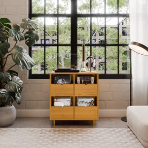 Record Credenza With Pull-out Drawers in Solid American Cherry - Etsy