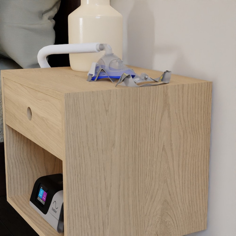 CPAP Floating Nightstand in Solid Maple, Bedside Table With Drawer - Etsy