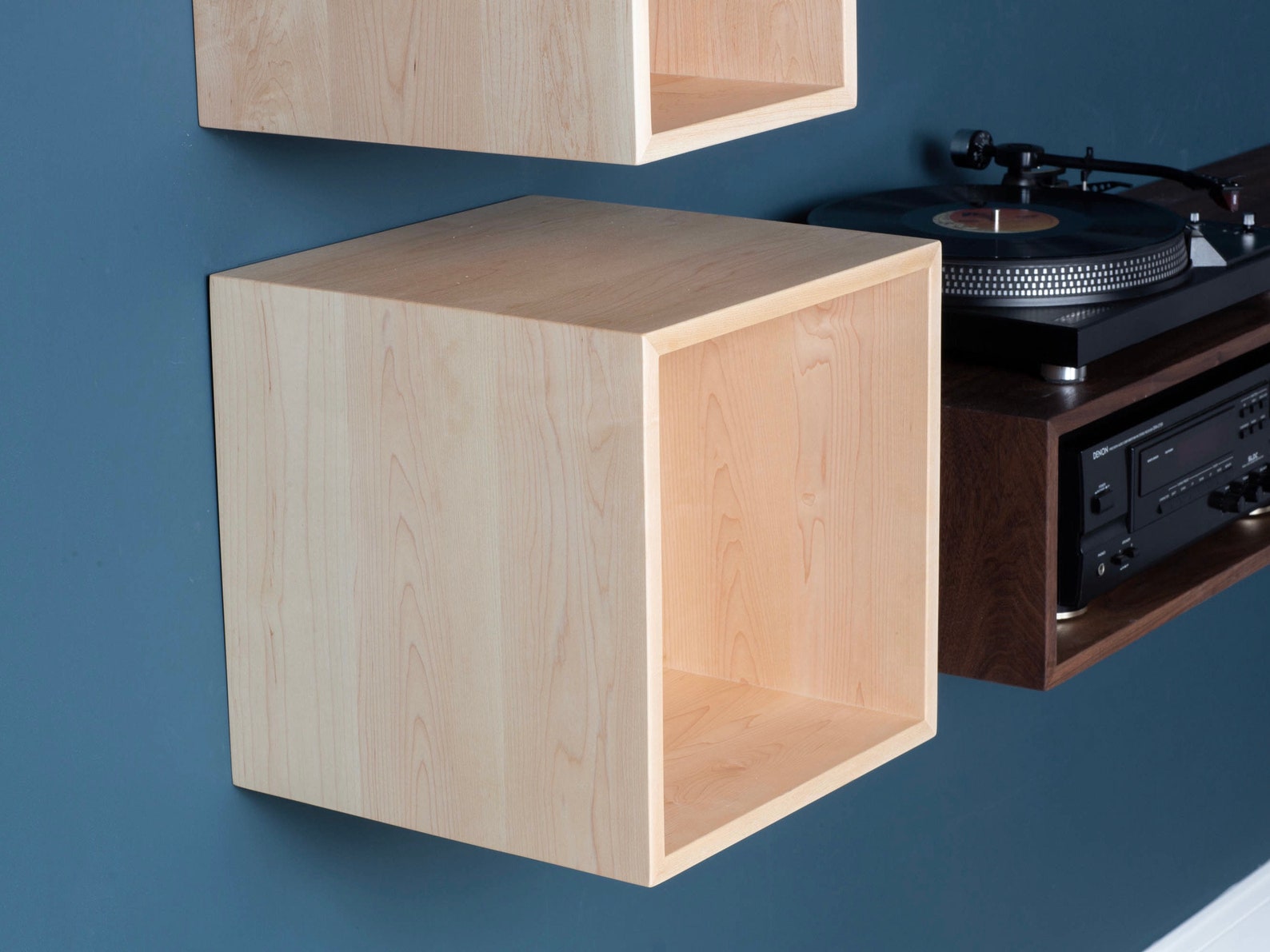 Floating Vinyl Record Storage Shelves in Solid Maple - Etsy