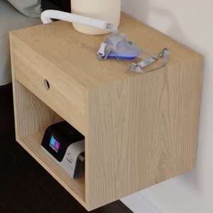 CPAP Floating Nightstand in Solid Maple, Bedside Table With Drawer - Etsy