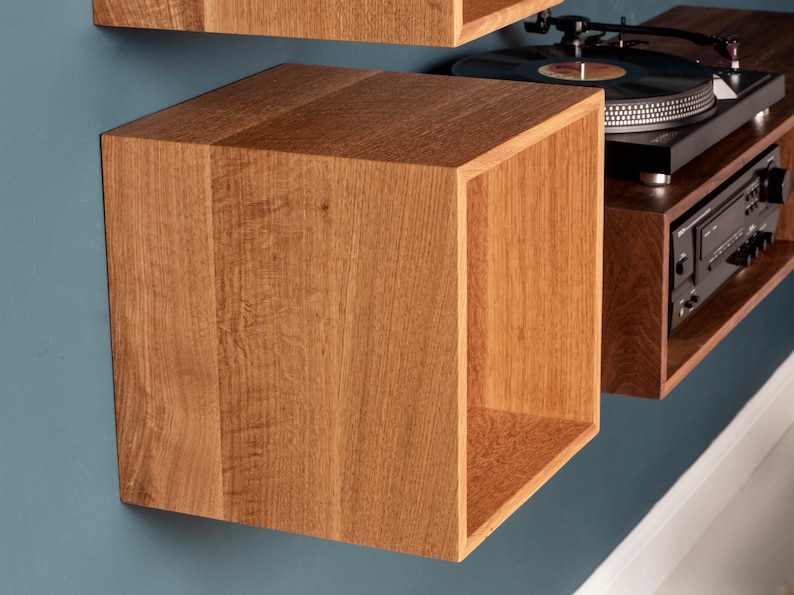 Floating Vinyl Record Storage Shelves in Solid White Oak - Etsy