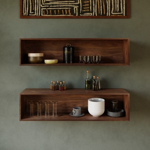 Solid Walnut Floating Display Case, Shelf Bookcase - Etsy