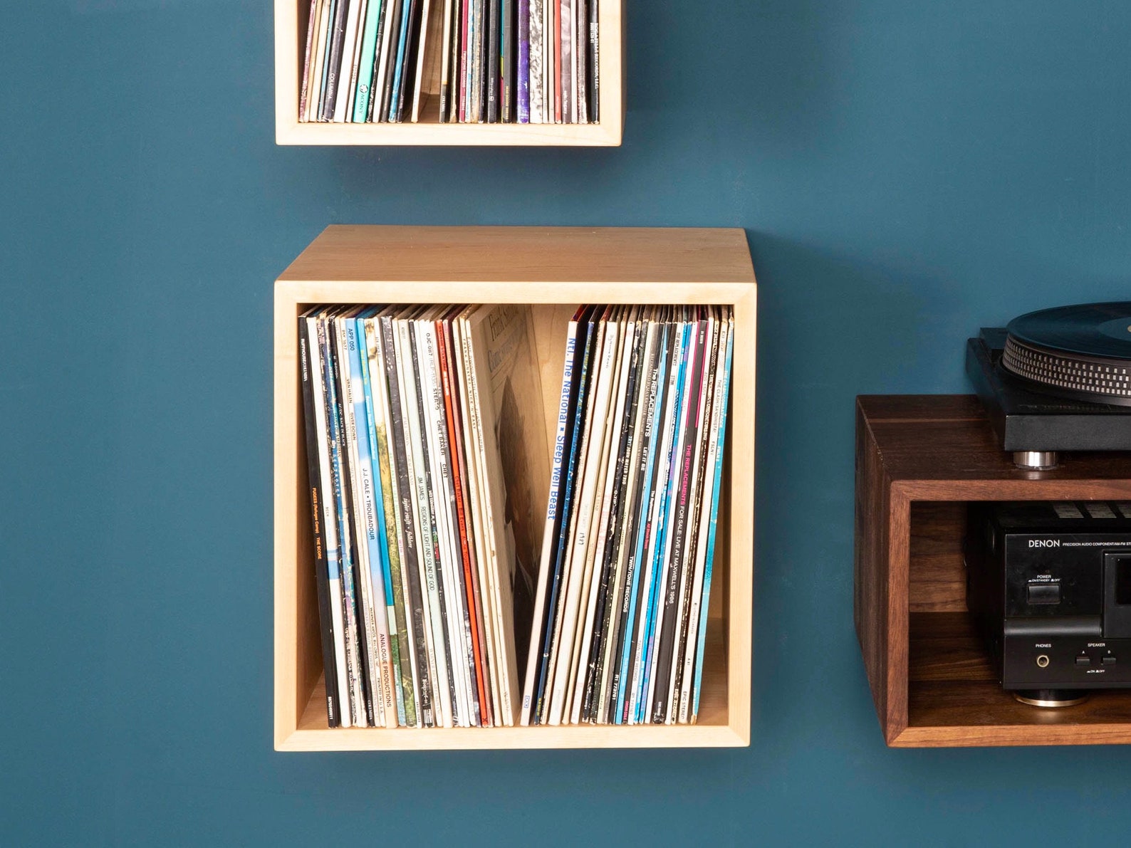 Floating Vinyl Record Storage Shelves in Solid Maple - Etsy Canada