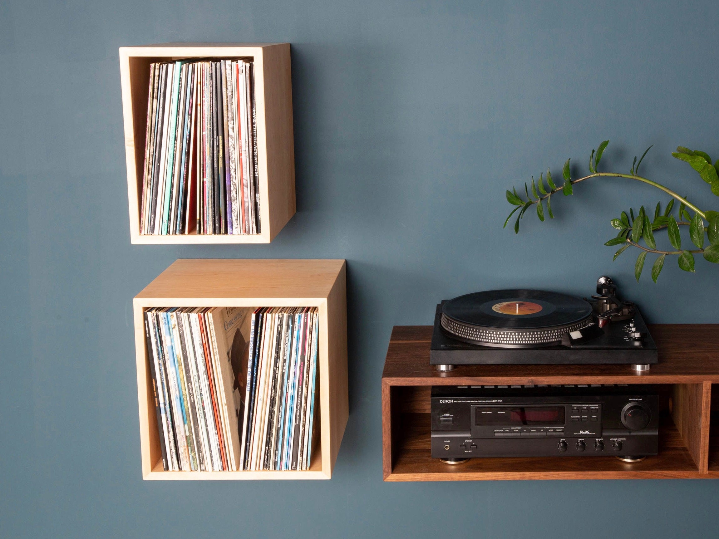 Floating Vinyl Record Storage Shelves in Solid Maple - Etsy Canada
