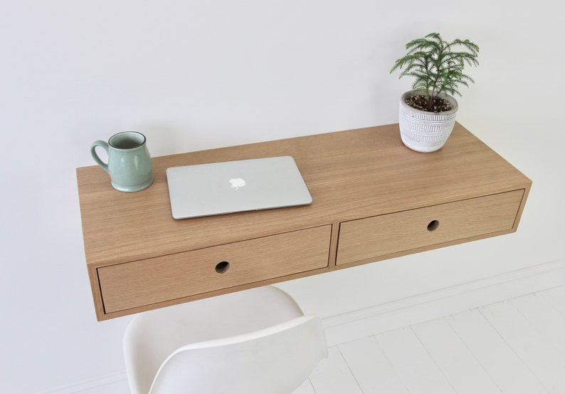 Floating Desk/ Dressing Table in Solid White Oak - Etsy