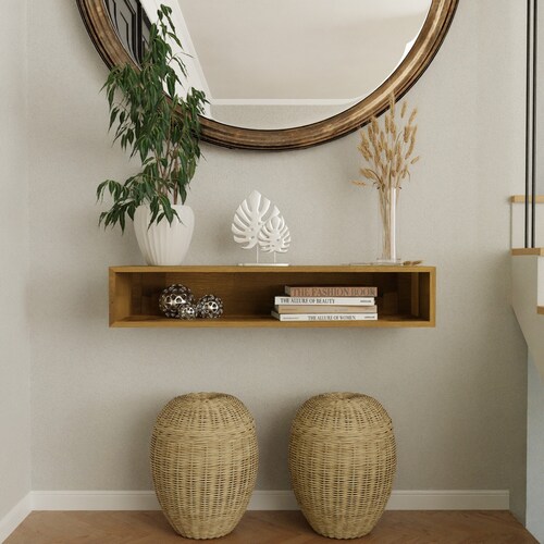 Floating Console Table Wall Mounted Entryway Organizer Solid - Etsy Ireland