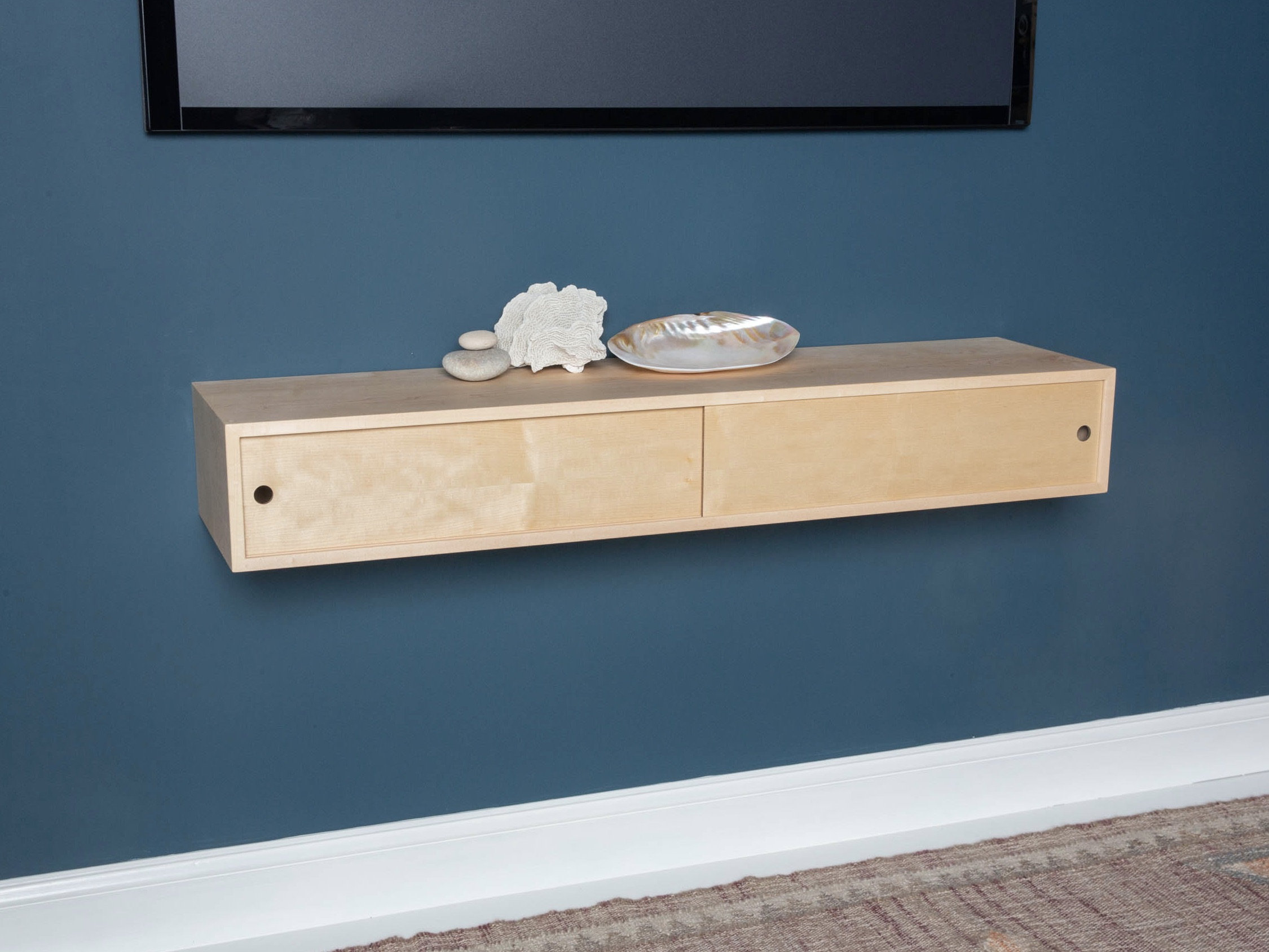 Floating Media Console TV Stand With Sliding Doors in Solid | Etsy UK