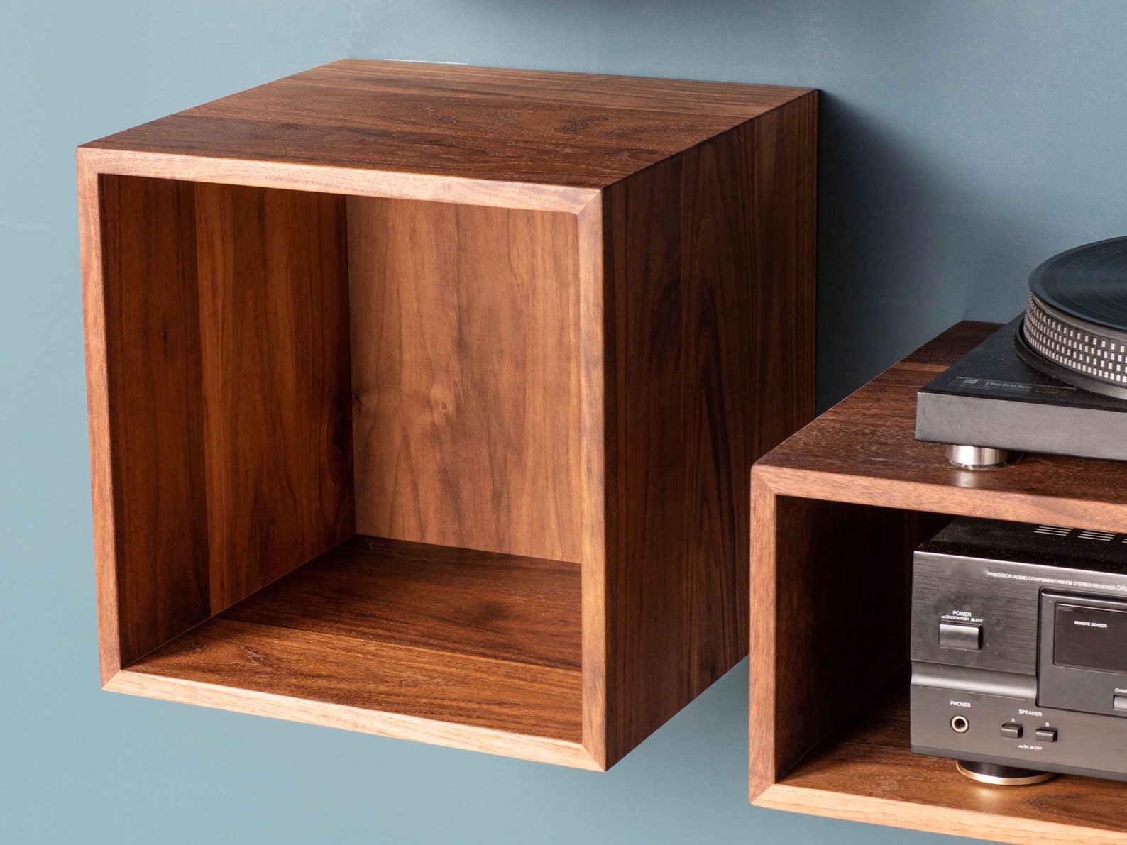 Floating Vinyl Record Storage Shelves in Solid Walnut - Etsy