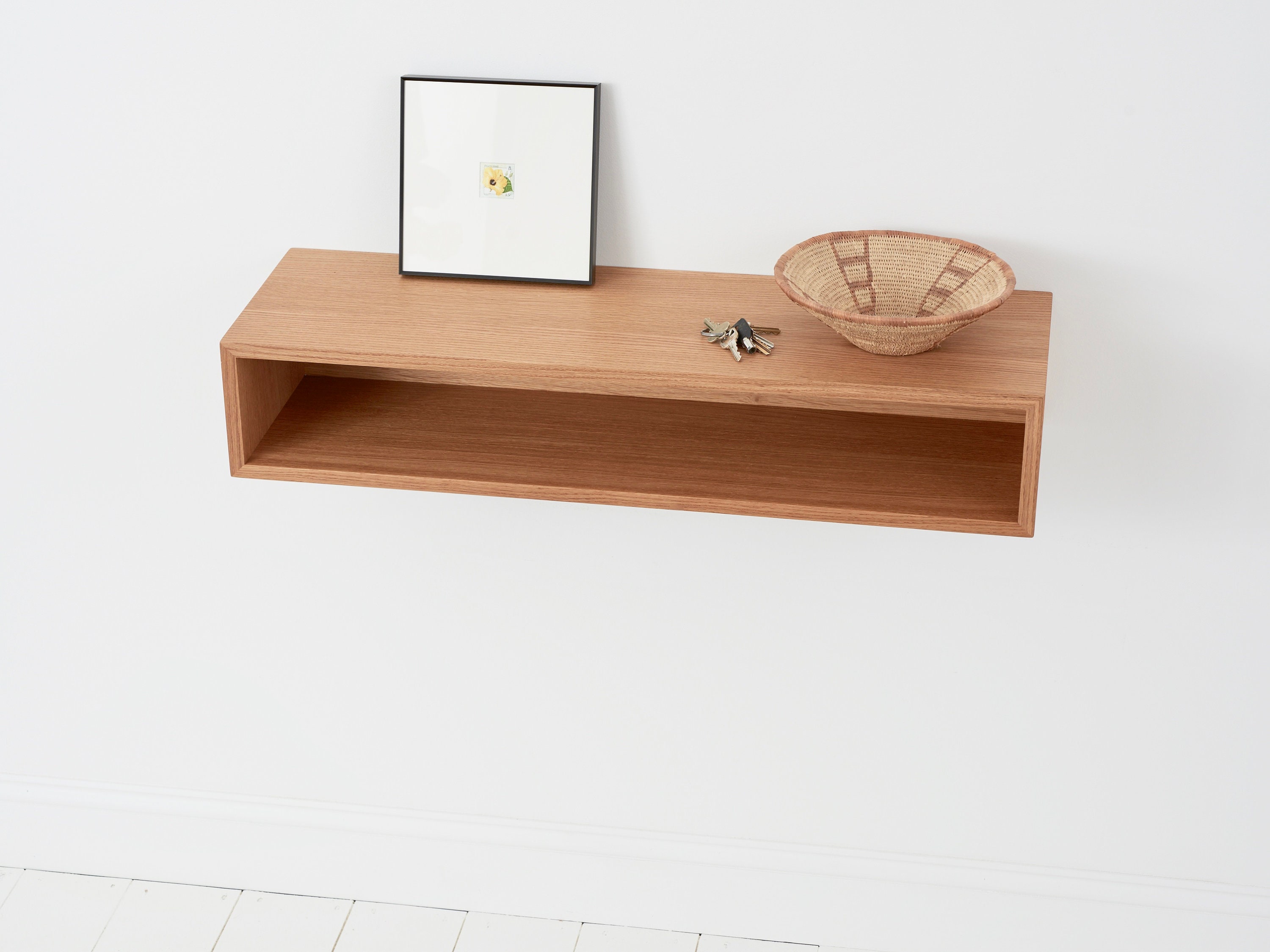 Floating Console Table Built in Solid White Oak | Etsy