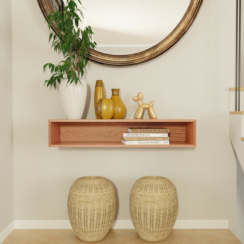 Floating Console Table Built in Solid White Oak - Etsy