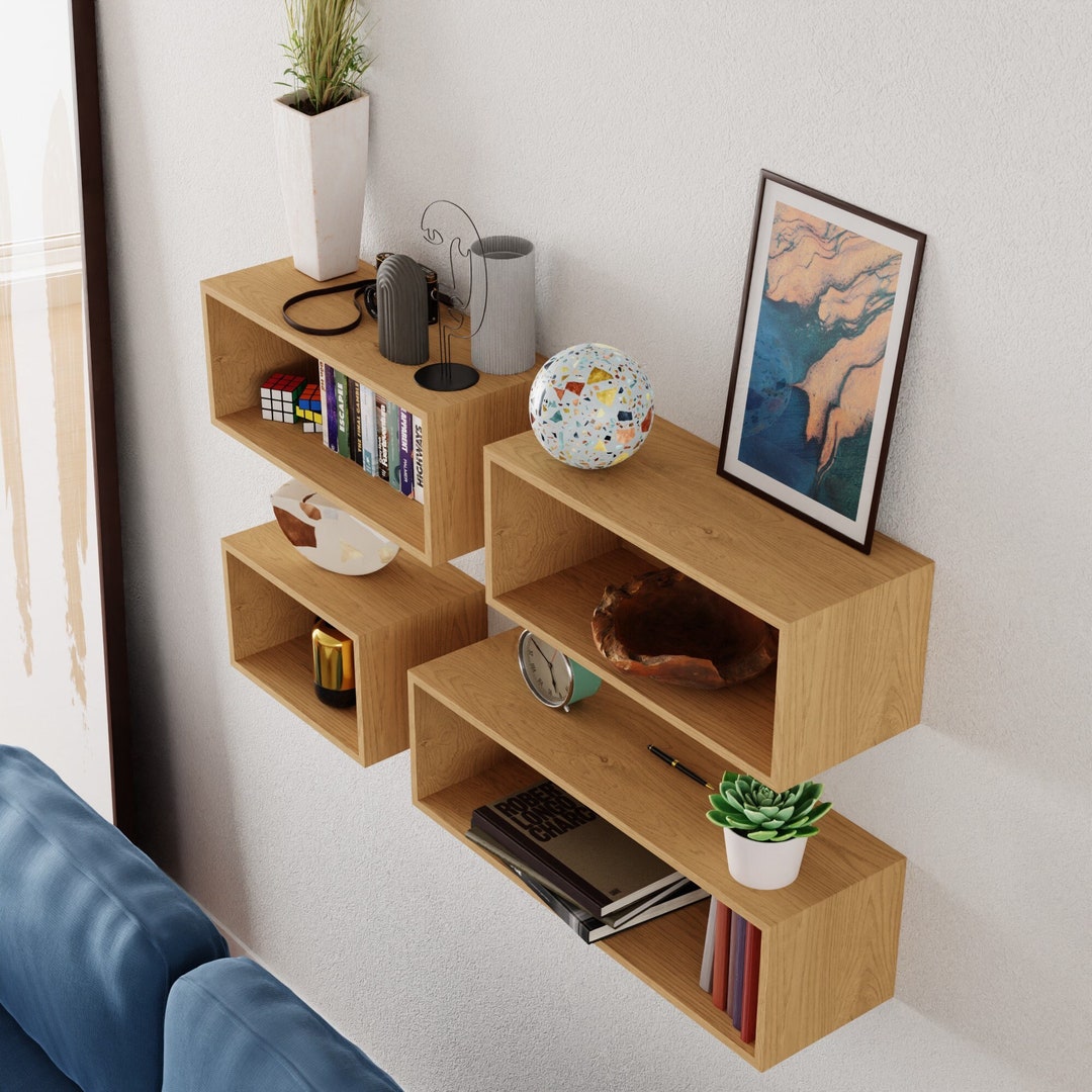 Maple Floating Bookshelf Storage Cabinet Display Case - Etsy