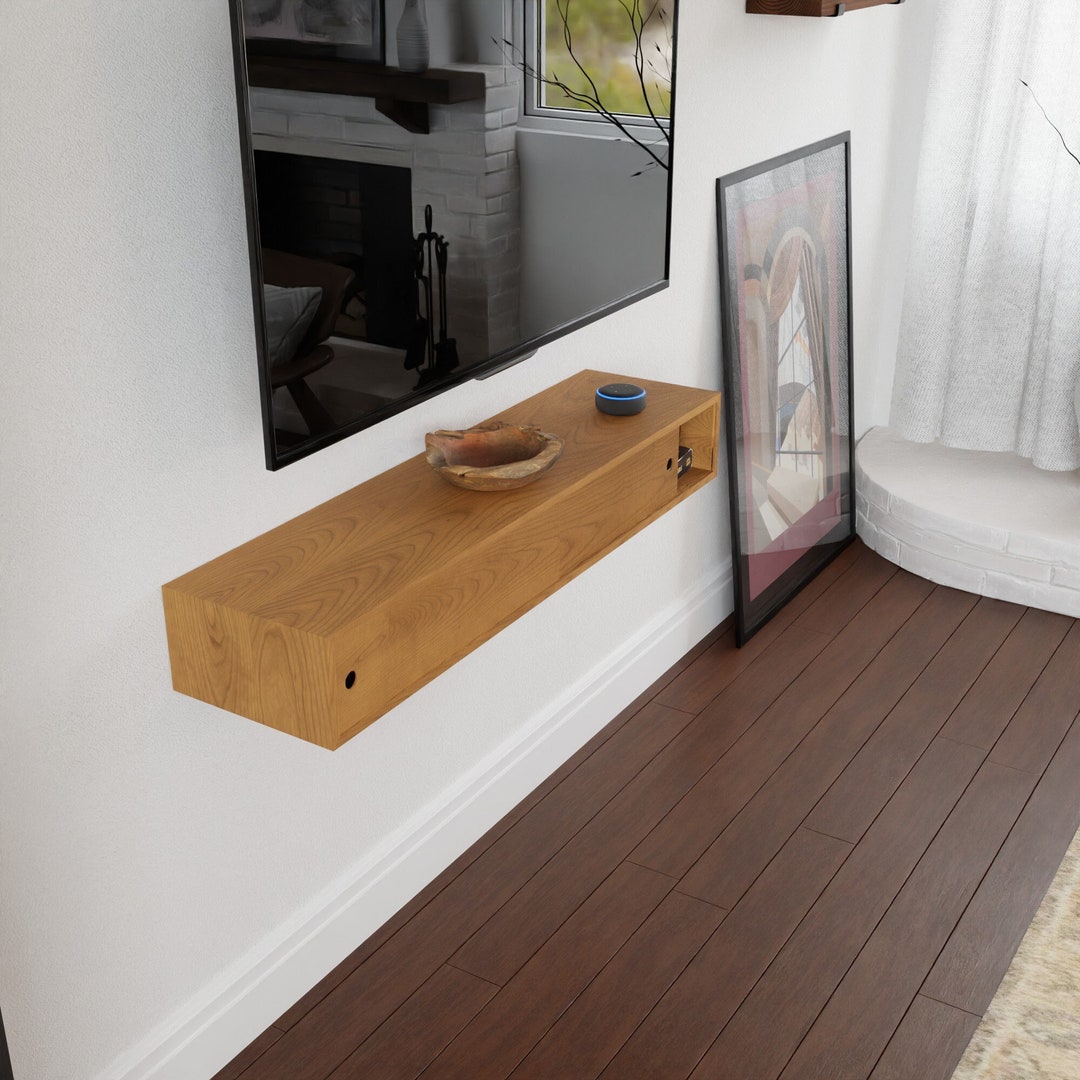 Solid Cherry Floating TV Stand Media Console With Sliding Doors - Etsy